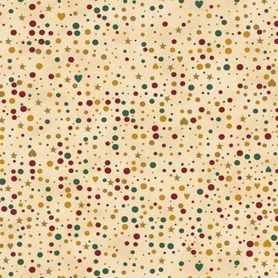Star Sprinkle Hearts, dots and stars Beige Gold- Stof Fabrics – spattinolab